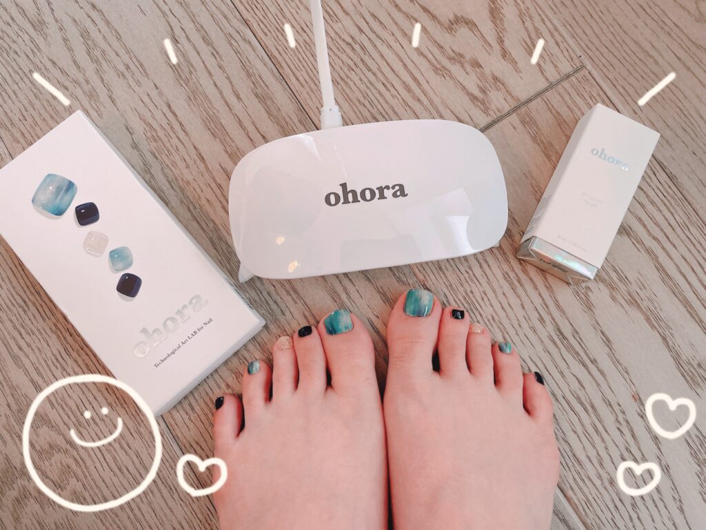 【やり方解説】ohora(オホーラ) ペディキュア 不器用でも簡単！ネイルシールタイプ | @mama-log